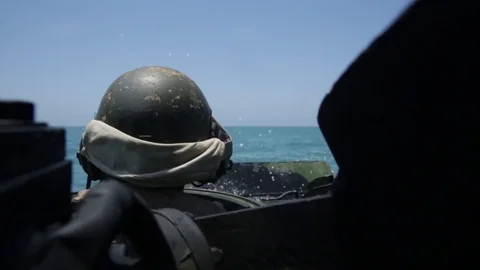 Marines move into ocean to conduct amphi... | Stock Video | Pond5