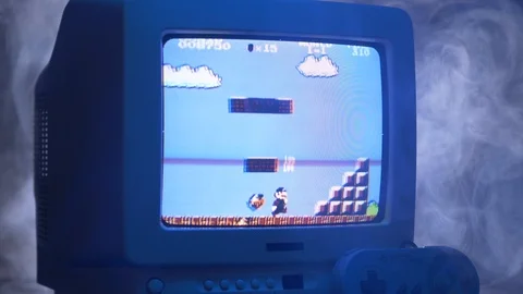 Mario Bros Video Game on a 80s 90s Retro... | Stock Video | Pond5
