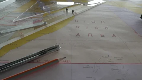 Maritime chart of high risk area | Stock Video | Pond5