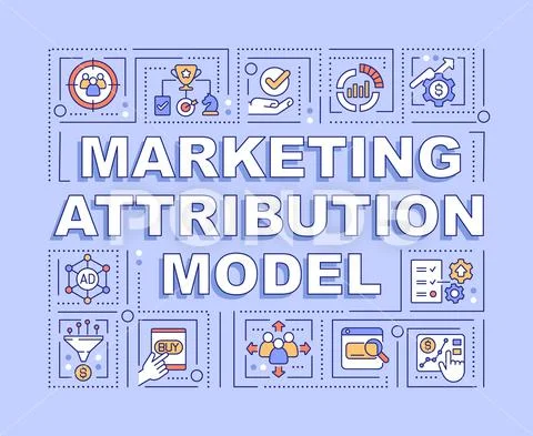 Marketing attribution model word concepts purple banner Illustration ...
