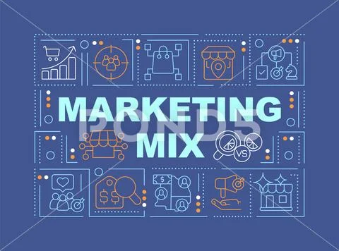 Marketing mix word concepts dark blue banner: Royalty Free #228258538
