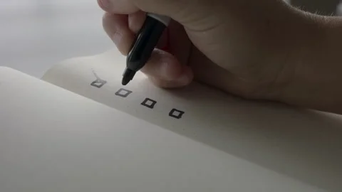 Marking Items Off Checklist in Office Se... | Stock Video | Pond5