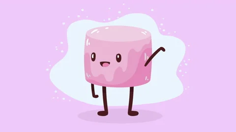 marshmallow kawaii food character animat... | Stock Video | Pond5