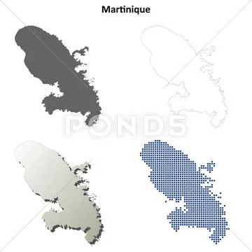 Martinique outline map set Stock Illustration ~ #57696216