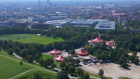 Marvelous aerial top view flight circus ... | Stock Video | Pond5