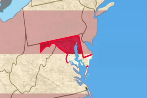 Maryland pull out, smooth USA map, all s... | Stock Video | Pond5