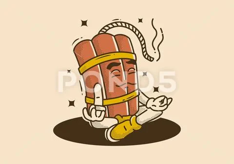 Mascot character design of tnt dynamite in meditation pose: Royalty ...