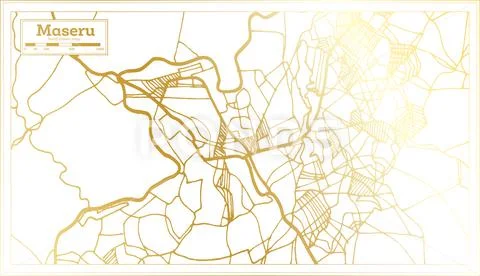 Maseru Lesotho City Map in Retro Style in Golden Color. Outline Map ...