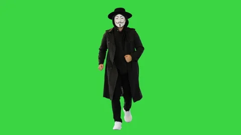 Masked Guy Fawkes Anonymous Running on a... | Stock Video | Pond5