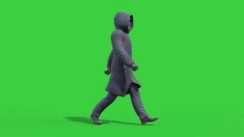 Masked Man Walkcycle Green Screen Loop S... | Stock Video | Pond5