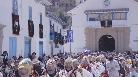 Masked Men March in Traditional Costumes... | Stock Video | Pond5