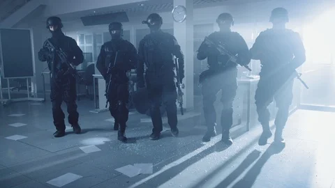 Masked Team of Armed SWAT Police Officer... | Stock Video | Pond5