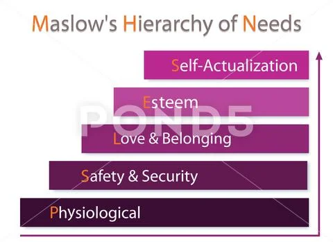 Maslow Bar Chart with Five Levels Hierarchy of Needs: Graphic #89741373