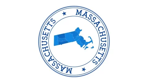 Massachusetts intro. Badge with the circ... | Stock Video | Pond5