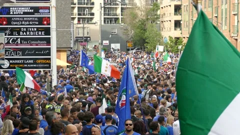 Massive crowd of people with European an... | Stock Video | Pond5