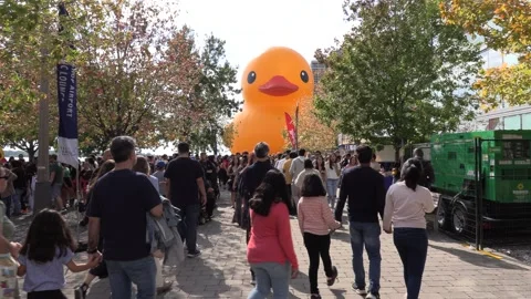 Massive crowds for world's largest infla... | Stock Video | Pond5