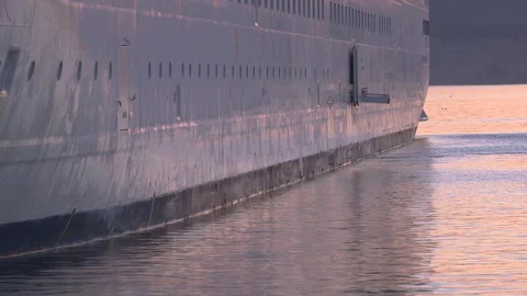 Massive Cruise Ship Close up of Lower De... | Stock Video | Pond5