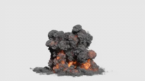 Massive explosion front view, on transpa... | Stock Video | Pond5
