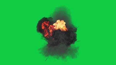 Massive fire explosion on green screen. ... | Stock Video | Pond5