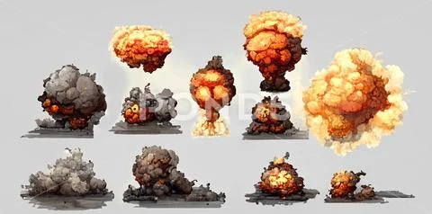 Massive fire explosion or strike in military combat and war. Explosion ...