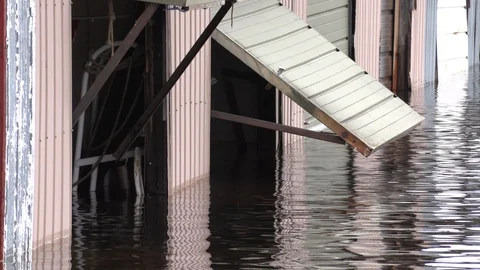 Massive flooding as flood water levels o... | Stock Video | Pond5