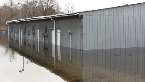 Massive flooding as flood water levels o... | Stock Video | Pond5