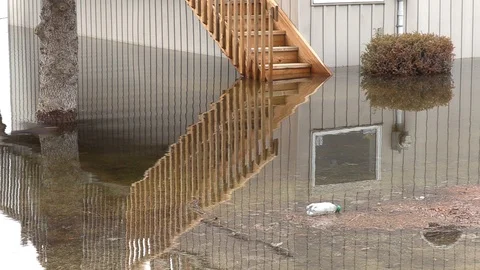 Massive flooding as flood water levels o... | Stock Video | Pond5