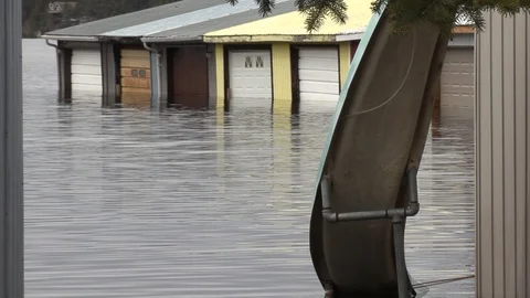 Massive flooding as flood water levels o... | Stock Video | Pond5