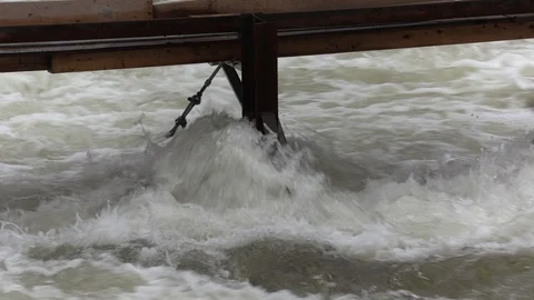 Massive flooding as flood water levels o... | Stock Video | Pond5