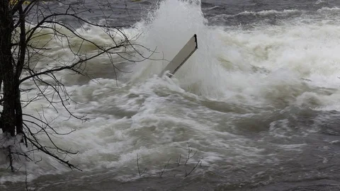 Massive flooding as flood water levels o... | Stock Video | Pond5