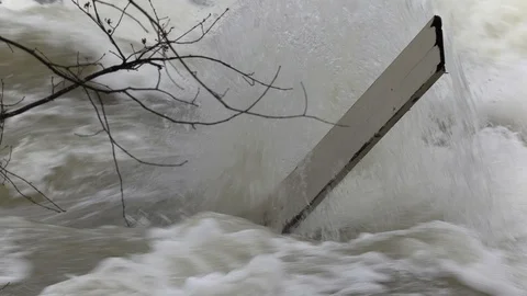 Massive flooding as flood water levels o... | Stock Video | Pond5
