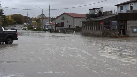 Massive flooding with high water levels ... | Stock Video | Pond5