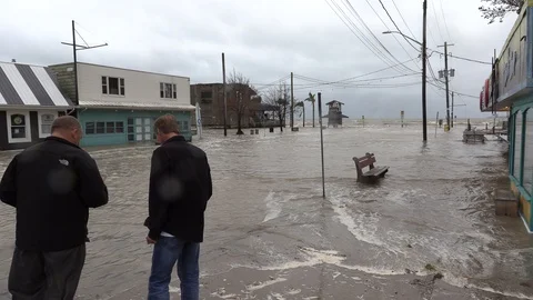 Massive flooding with high water levels ... | Stock Video | Pond5