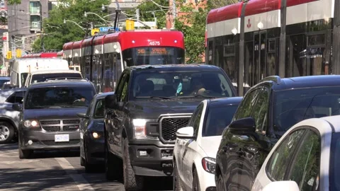 Massive gridlock traffic jam of cars on ... | Stock Video | Pond5