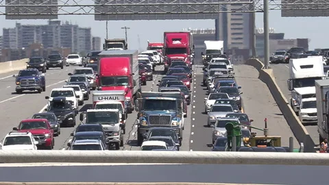 Massive heavy traffic jam and gridlock o... | Stock Video | Pond5
