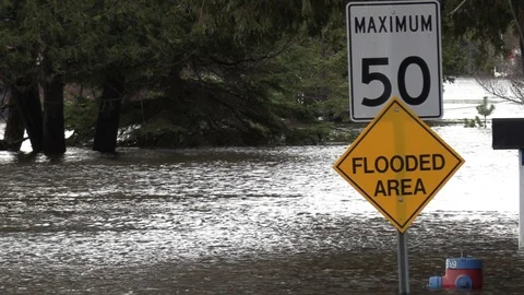 Massive historical flooding in Bracebrid... | Stock Video | Pond5