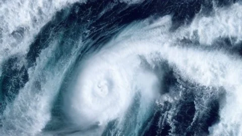 Massive hurricane storm in the ocean loo... | Stock Video | Pond5