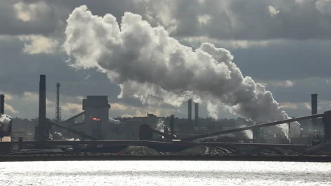 Massive smoke carbon and smog emissions ... | Stock Video | Pond5