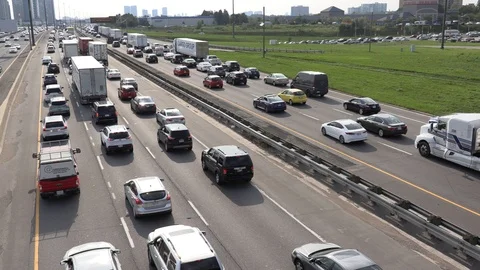 Massive traffic jam and gridlock on high... | Stock Video | Pond5