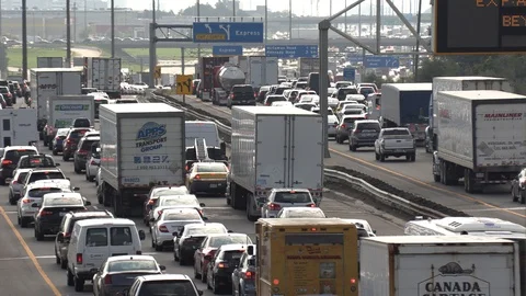 Massive traffic jam and gridlock on high... | Stock Video | Pond5