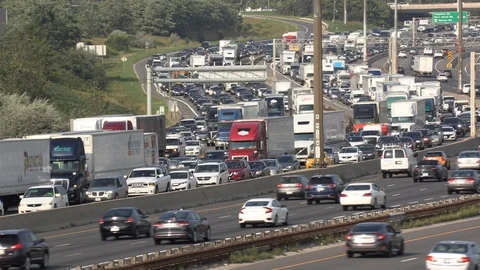 Massive traffic jam and gridlock on high... | Stock Video | Pond5