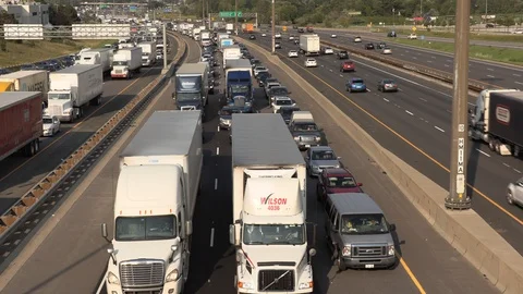 Massive traffic jam and gridlock on high... | Stock Video | Pond5