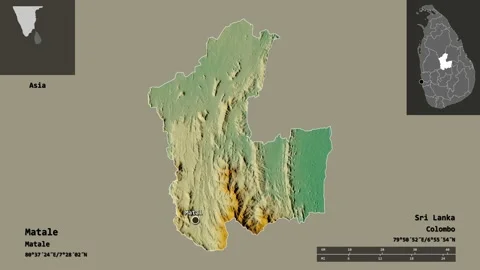 Matale location. Sri Lanka. Relief map | Stock Video | Pond5