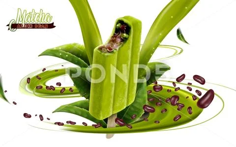 Matcha azuki bean ice cream bar ads Illustration #81263992