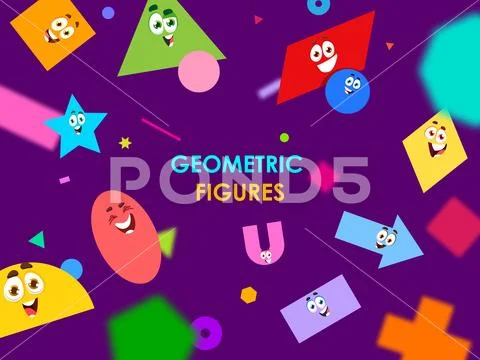 Math shape characters background, cartoon figures ~ Clip Art #238786591