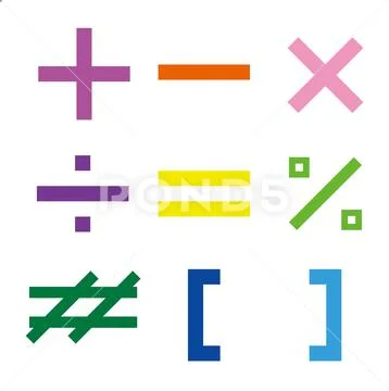 Mathematical Icons and Math symbols. Vector icons for calculations ...