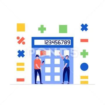 Mathematics vector illustration concept with characters. Modern vector ...