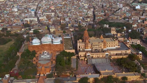Mathura temple and Jama Masjid mosque, U... | Stock Video | Pond5