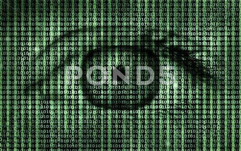 Matrix binary program code with human eye background: Royalty Free ...