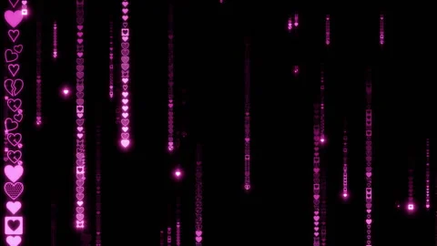 Matrix text rain heart b loop | Stock Video | Pond5